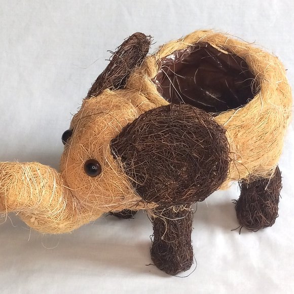 Accents | Philippines Elephant Figural Planter Coconut Coir Tan Brown ...